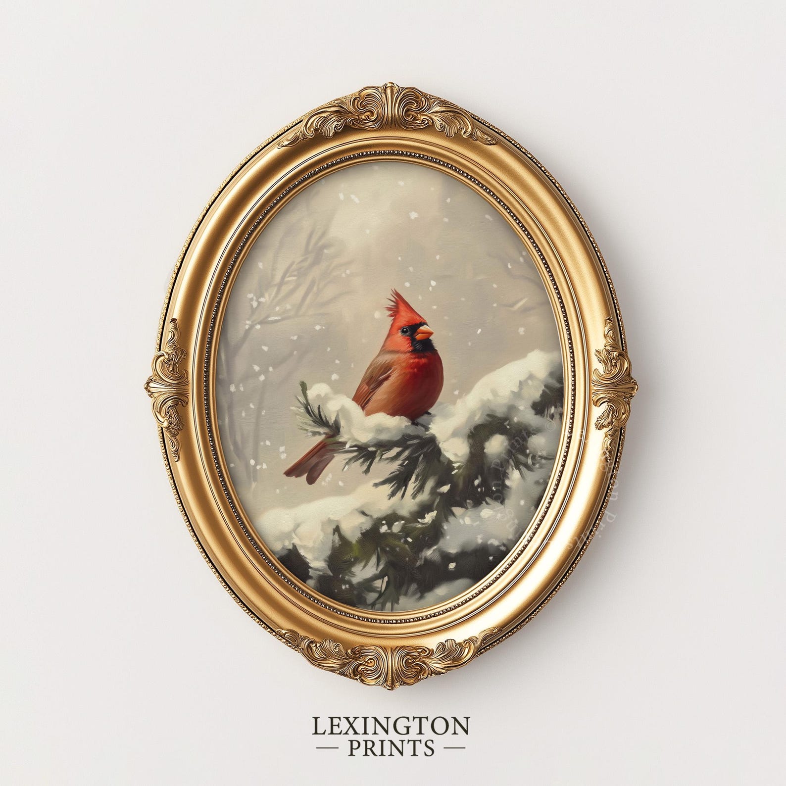 Vintage Red Cardinal Bird Print, Winter PRINTABLE Wall Art, Moody ...