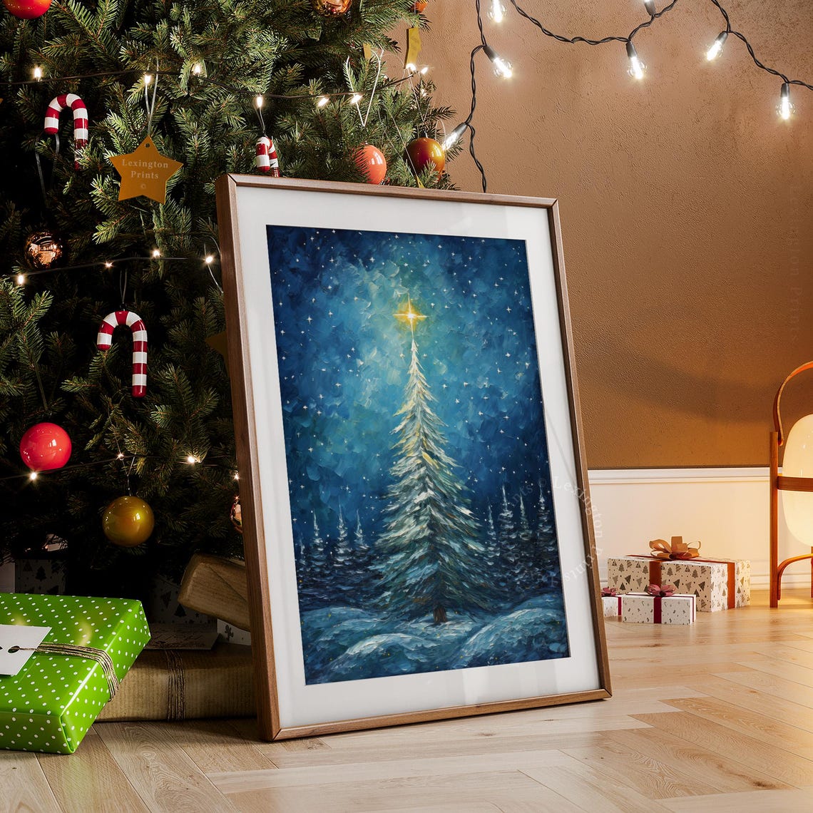 Christmas Starry Night Christmas Wall Art Van Gogh Art Christmas Print ...