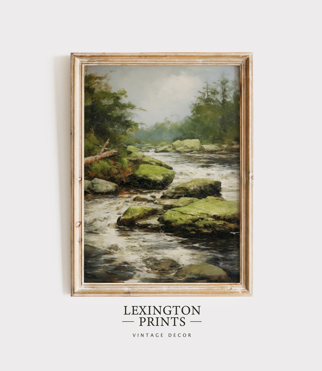 Landscape Painting Moss Wall Art Printable Rustic Oil Painting Forest ...