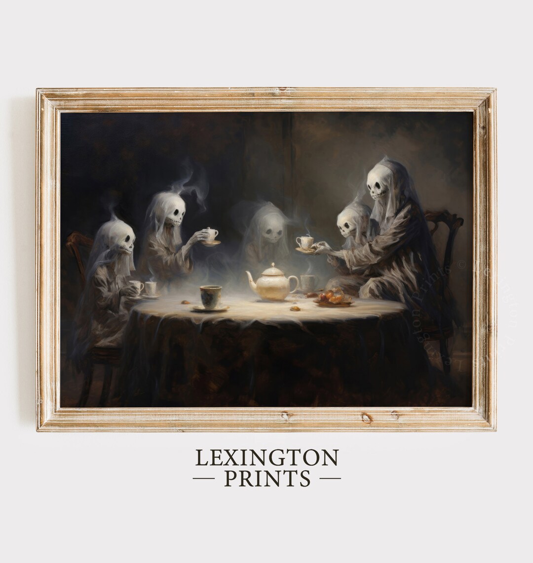 Halloween Wall Art Printable Ghost Tea Party Gothic Art Halloween Decor ...