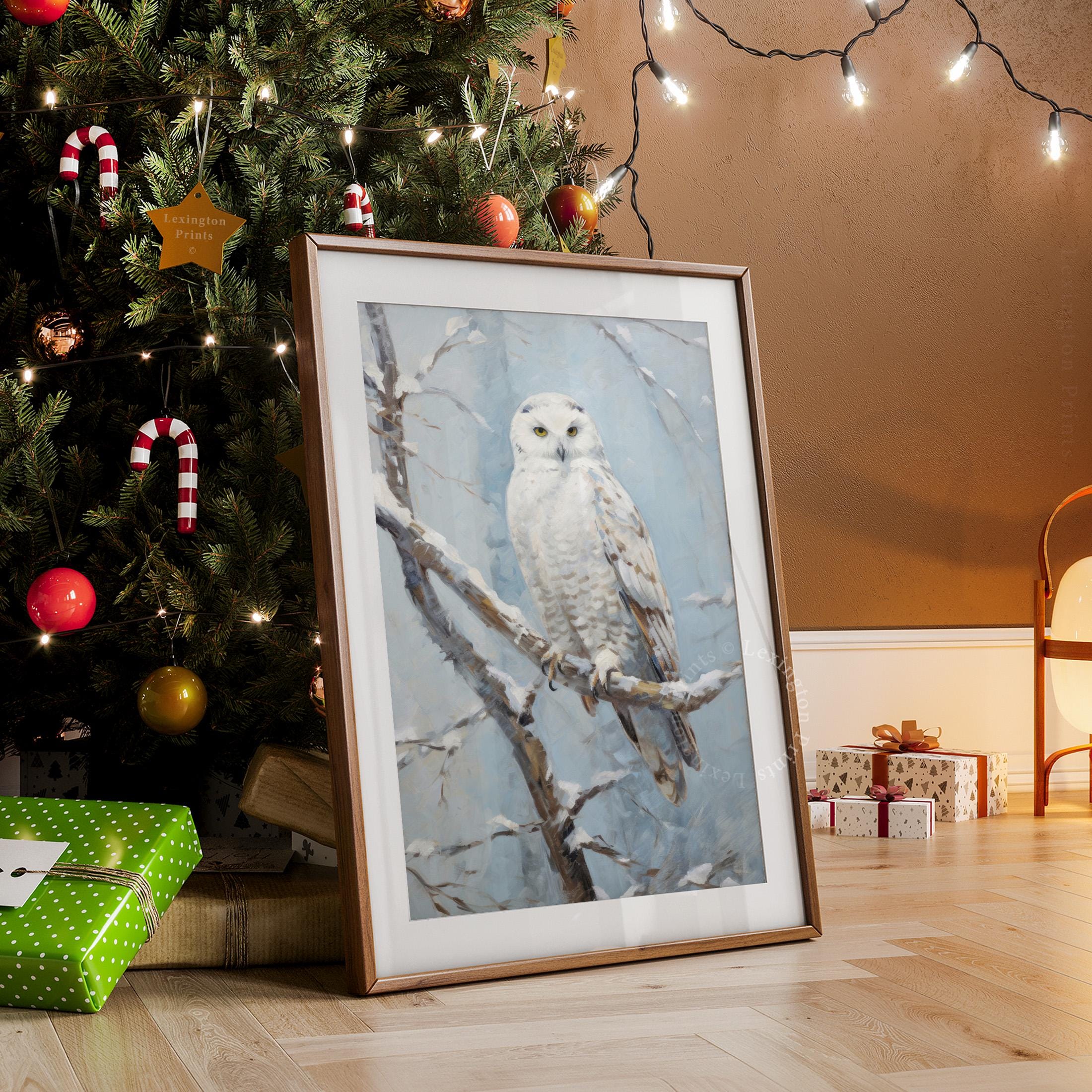 Snowy Owl Print Rustic Winter Print Christmas Print Vintage Christmas ...