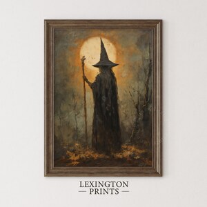 Witchy Decor Halloween Wall Art Full Moon Vintage Witch Halloween ...