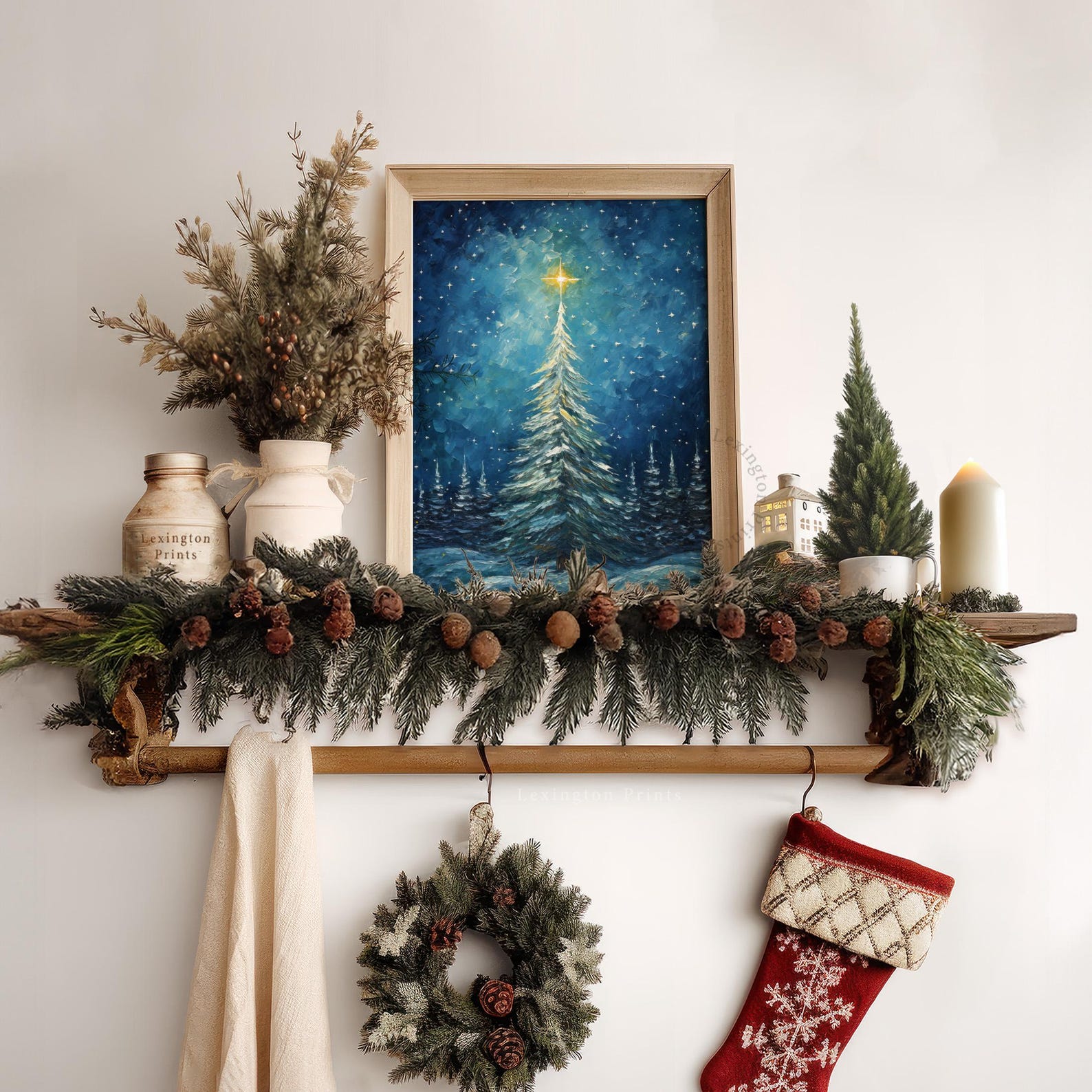 Christmas Starry Night Christmas Wall Art Van Gogh Art Christmas Print ...
