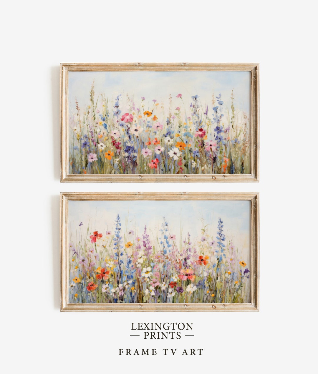 Colorful Wildflower TV Art Set of 2, Samsung Frame TV Art, Spring TV ...