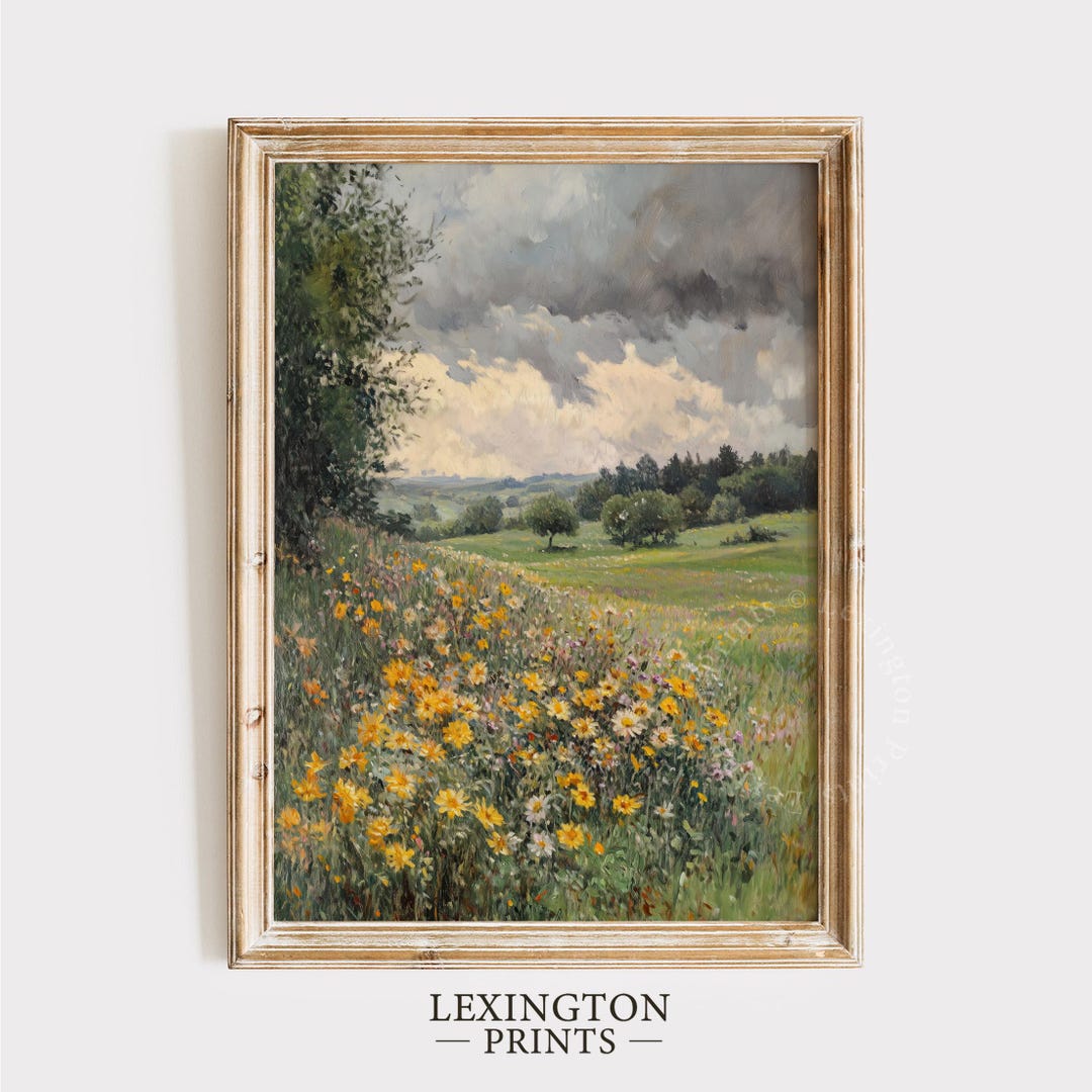 Yellow Wildflower Field Print, Spring PRINTABLE Wall Art, Spring Print ...