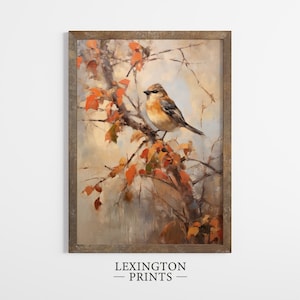 Rustic Fall Wall Decor Printable Fall Bird Art Painting Fall Decor ...