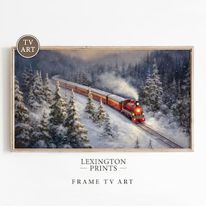 Christmas Train Art Christmas Frame TV Art Christmas Wall Art Forest ...