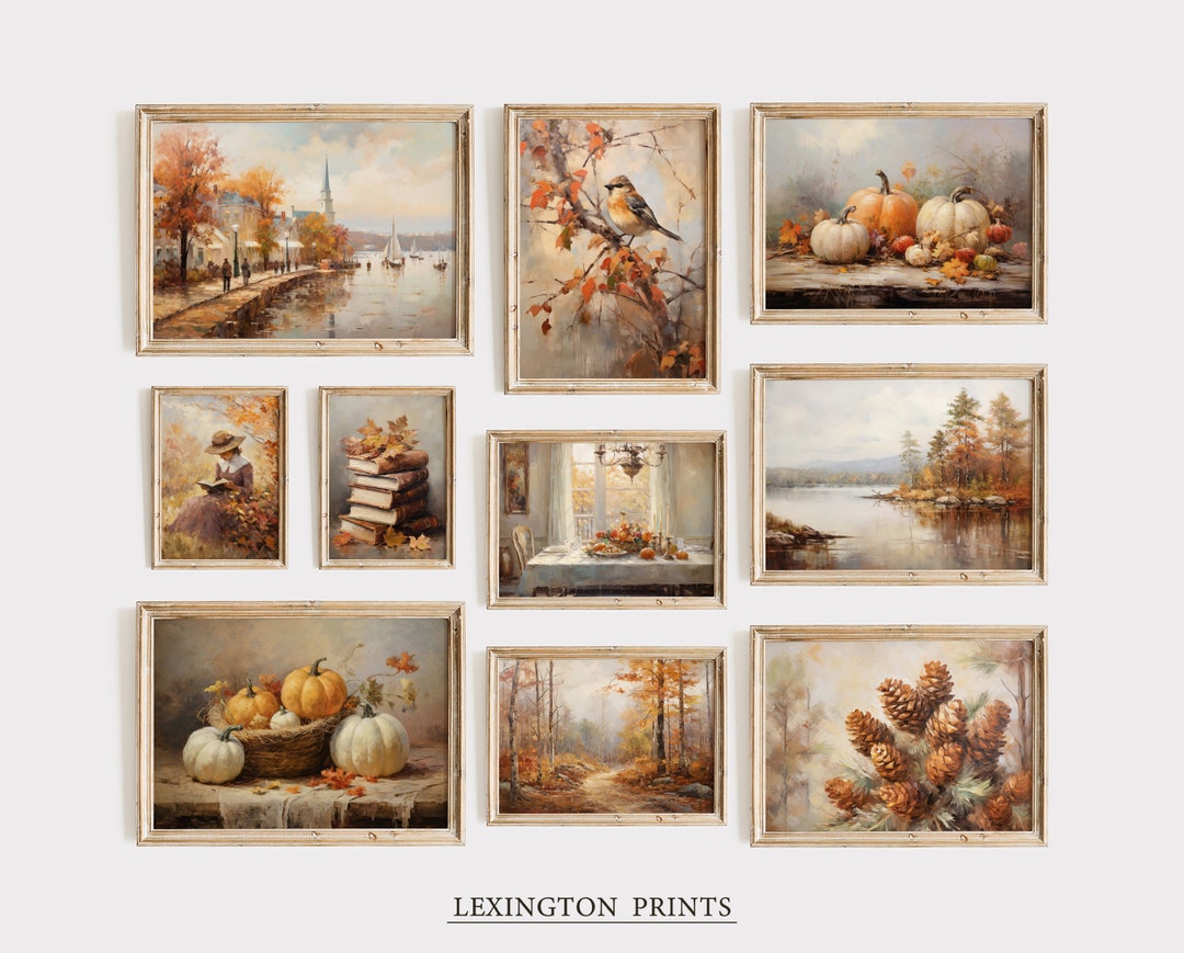 Fall Gallery Wall SET of 10 Vintage Fall Wall Art Fall Printable Rustic ...