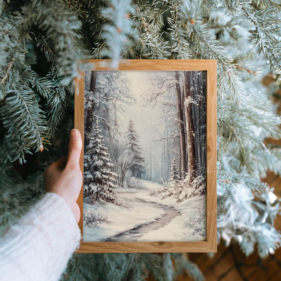 Winter Decor Landscape Print, Winter Printable Wall Art, Vintage Winter ...