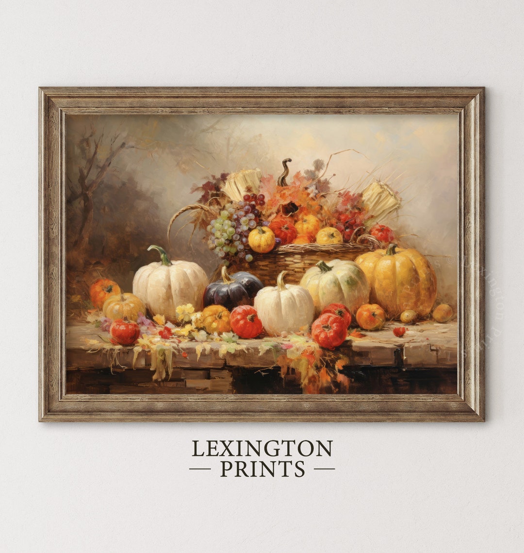 Fall Wall Decor Harvest Printable Pumpkin Painting Rustic Fall Art ...