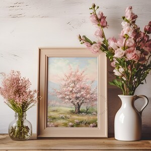 Spring Pink Cherry Blossom Print Set of 6, Spring Print Wildflower ...