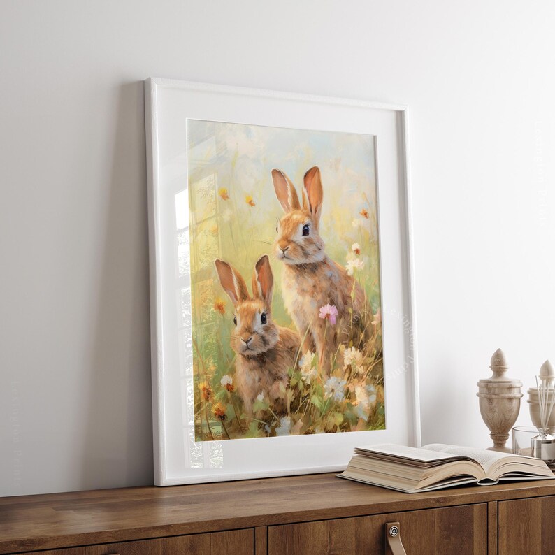 Spring Bunny Rabbits Spring Decor Vintage Spring Printable Farmhouse ...