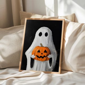 Ghost & Jack O Lantern Halloween Printable Wall Art, Ghost Print ...