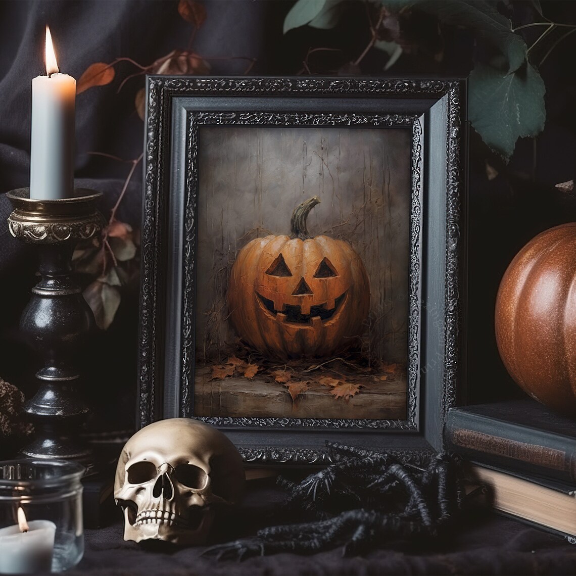 Jack O Lantern Art Halloween Decor Printable Pumpkin Decor Painting ...