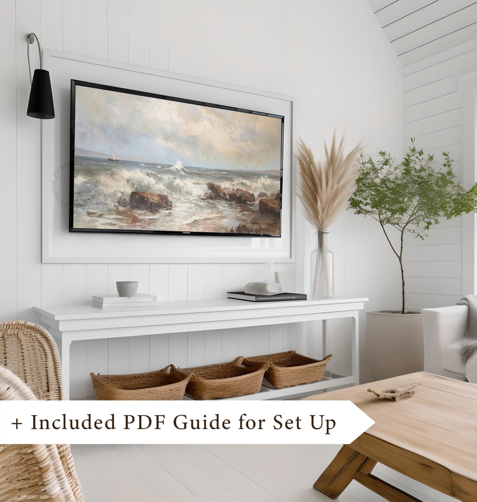Dark Ocean Waves TV Art Coastal TV Art, Samsung Frame TV Art, Ocean Tv ...