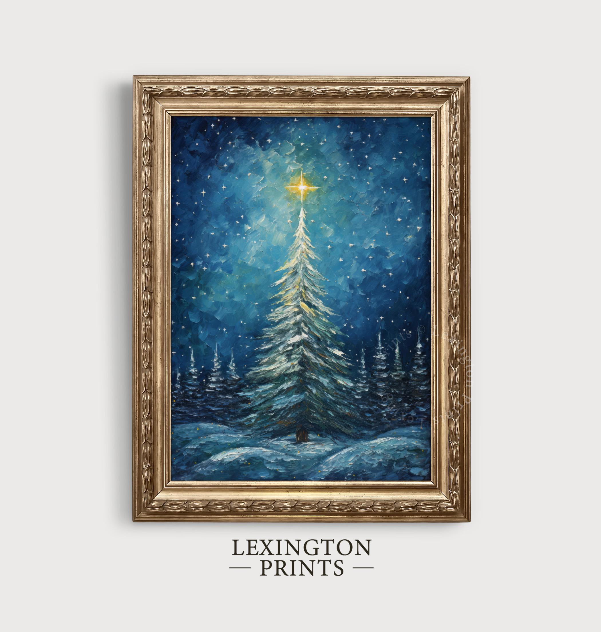 Christmas Starry Night Christmas Wall Art Van Gogh Art Christmas Print ...