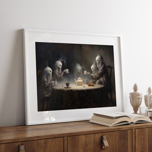 Halloween Wall Art Printable Ghost Tea Party Gothic Art Halloween Decor ...