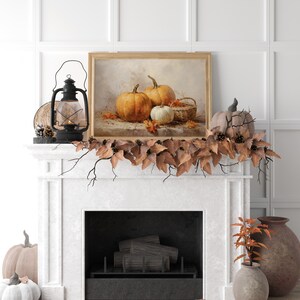 Fall Art Printable Pumpkin Still Life Oil Painting Rustic Fall Decor ...