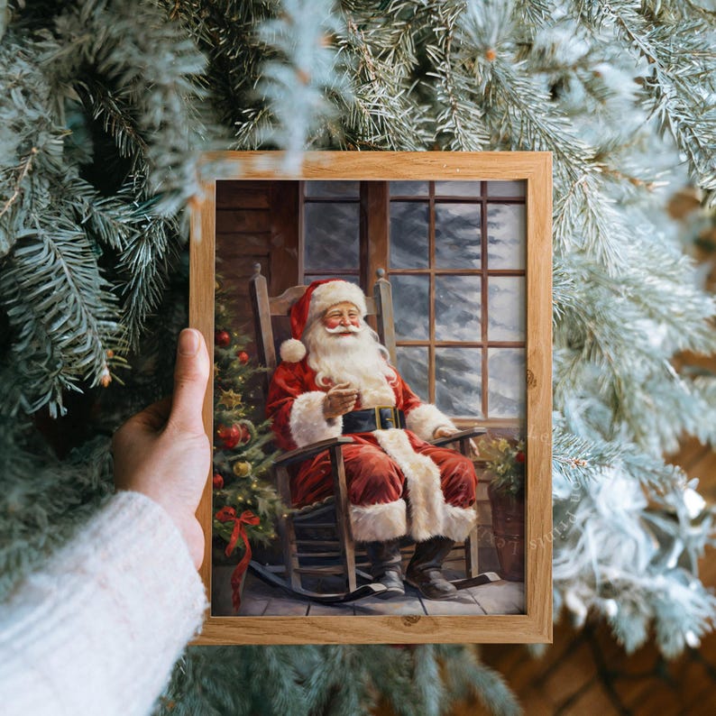 Santa Rocking Chair Christmas Wall Art Santa Christmas Festive Santa ...