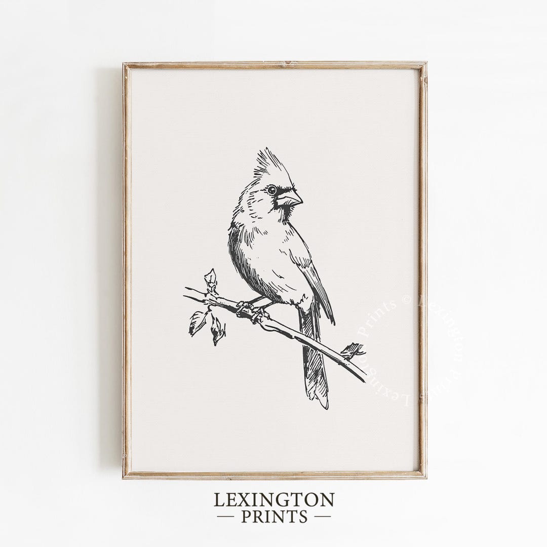 Vintage Cardinal Bird Print, Winter PRINTABLE Wall Art, Christmas Wall ...