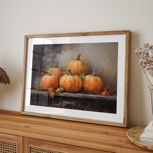 Vintage Halloween Wall Decor Printable Pumpkin Still Life Painting ...