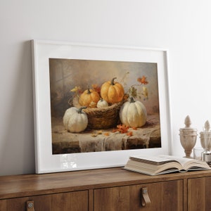 Rustic Fall Wall Decor Printable Pumpkin Still Life Painting Fall Art ...