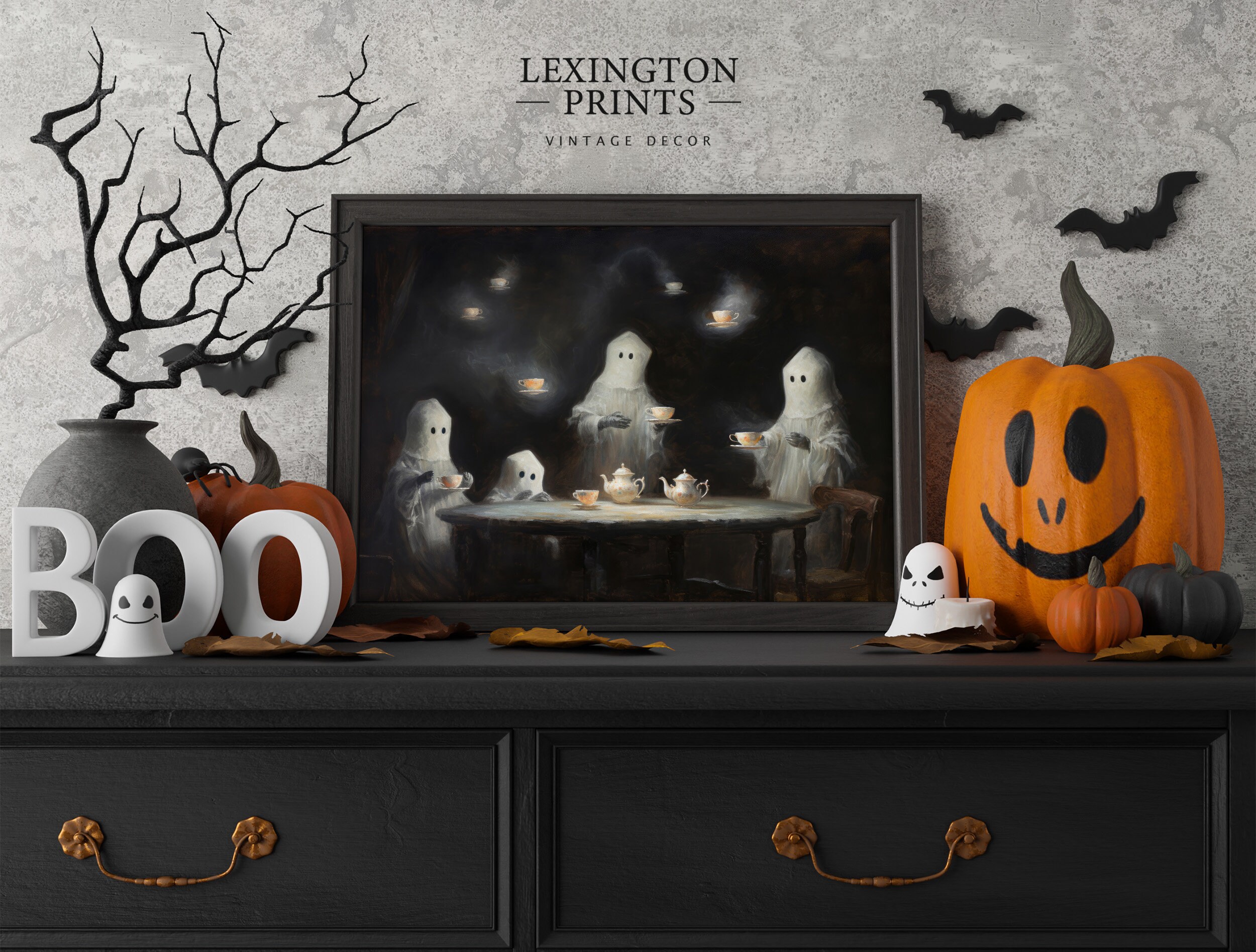 Cute Ghost Decor Vintage Halloween Decor Printable Wall Art - Etsy