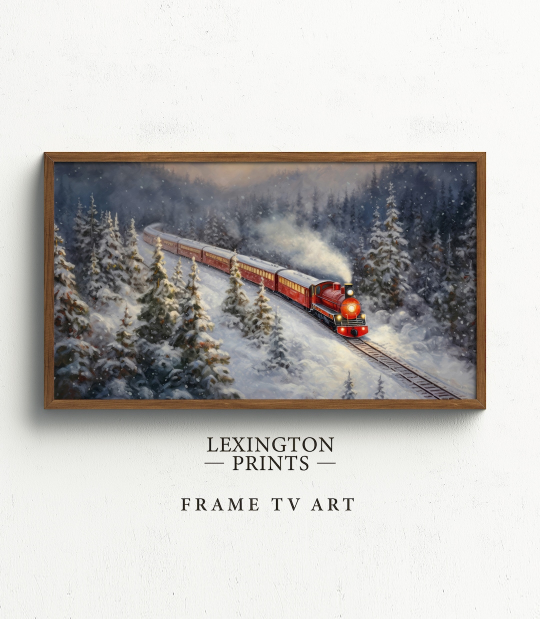 Christmas Train Art Christmas Frame TV Art Christmas Wall Art Forest ...