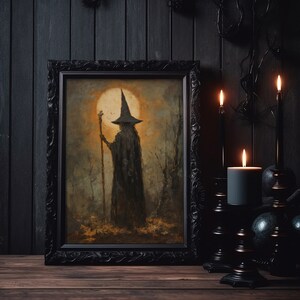 Witchy Decor Halloween Wall Art Full Moon Vintage Witch Halloween ...