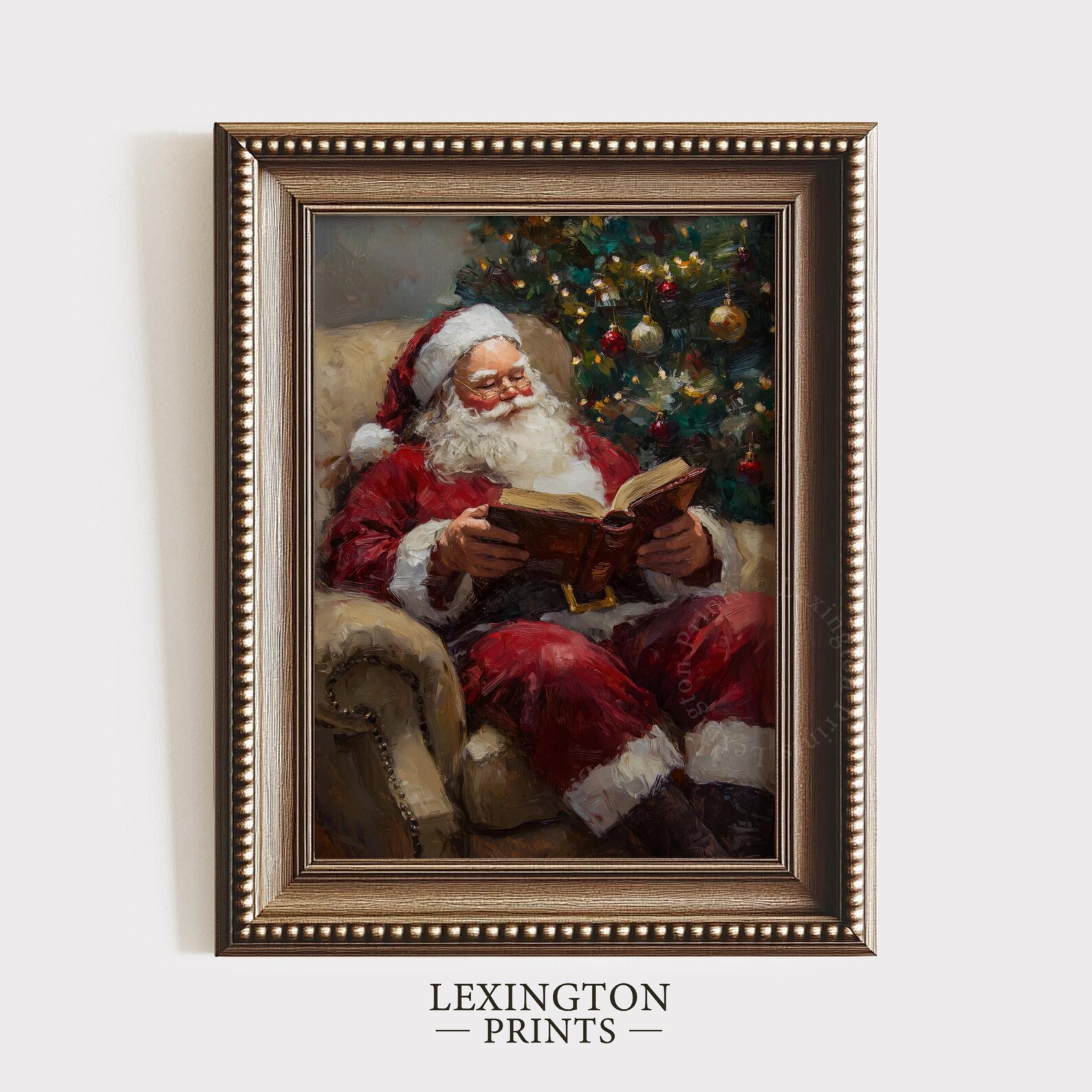 Santa Reading Book Print, Christmas Printable Wall Art, Christmas ...