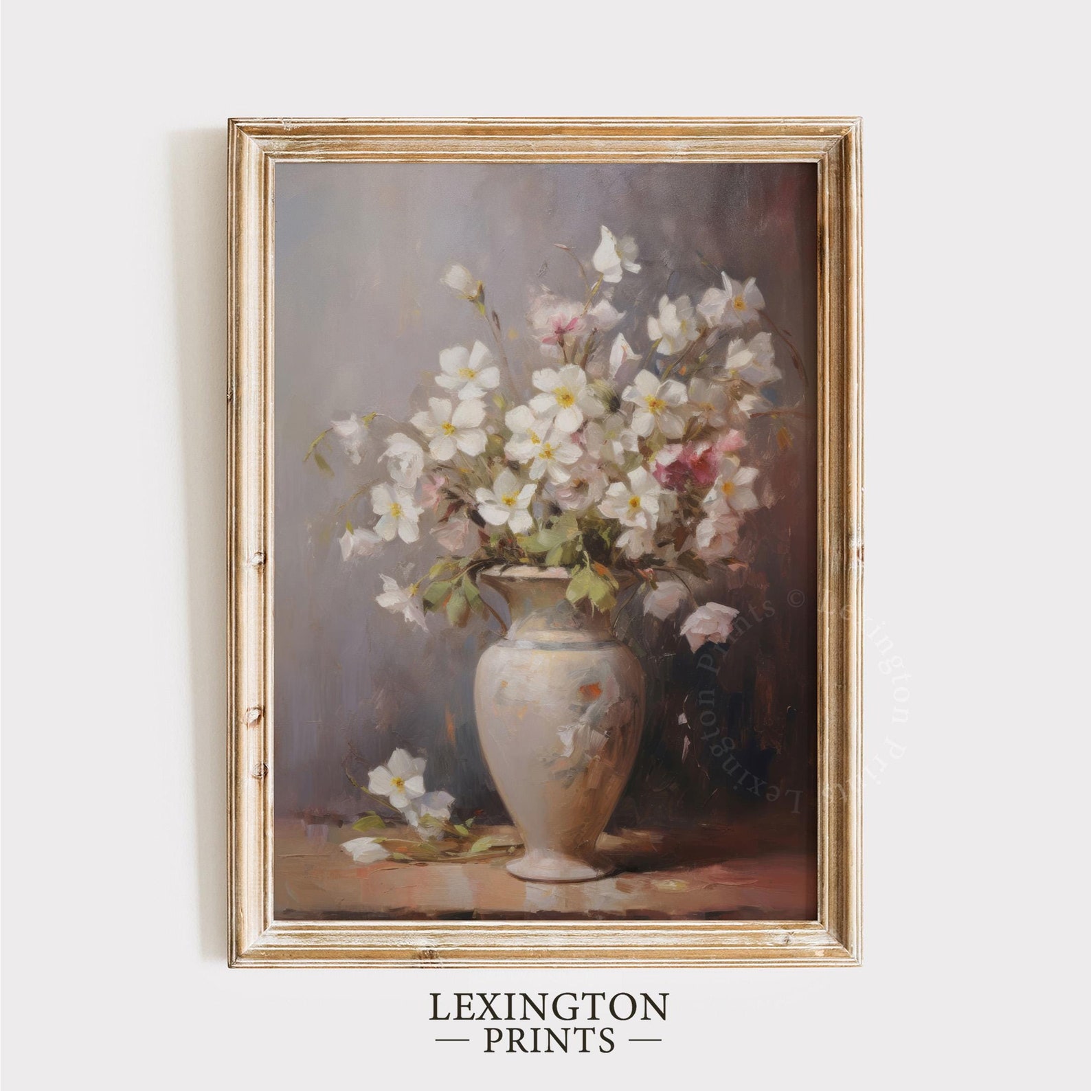 White Spring Flowers Still Life Print Floral Print Spring Decor Vintage ...
