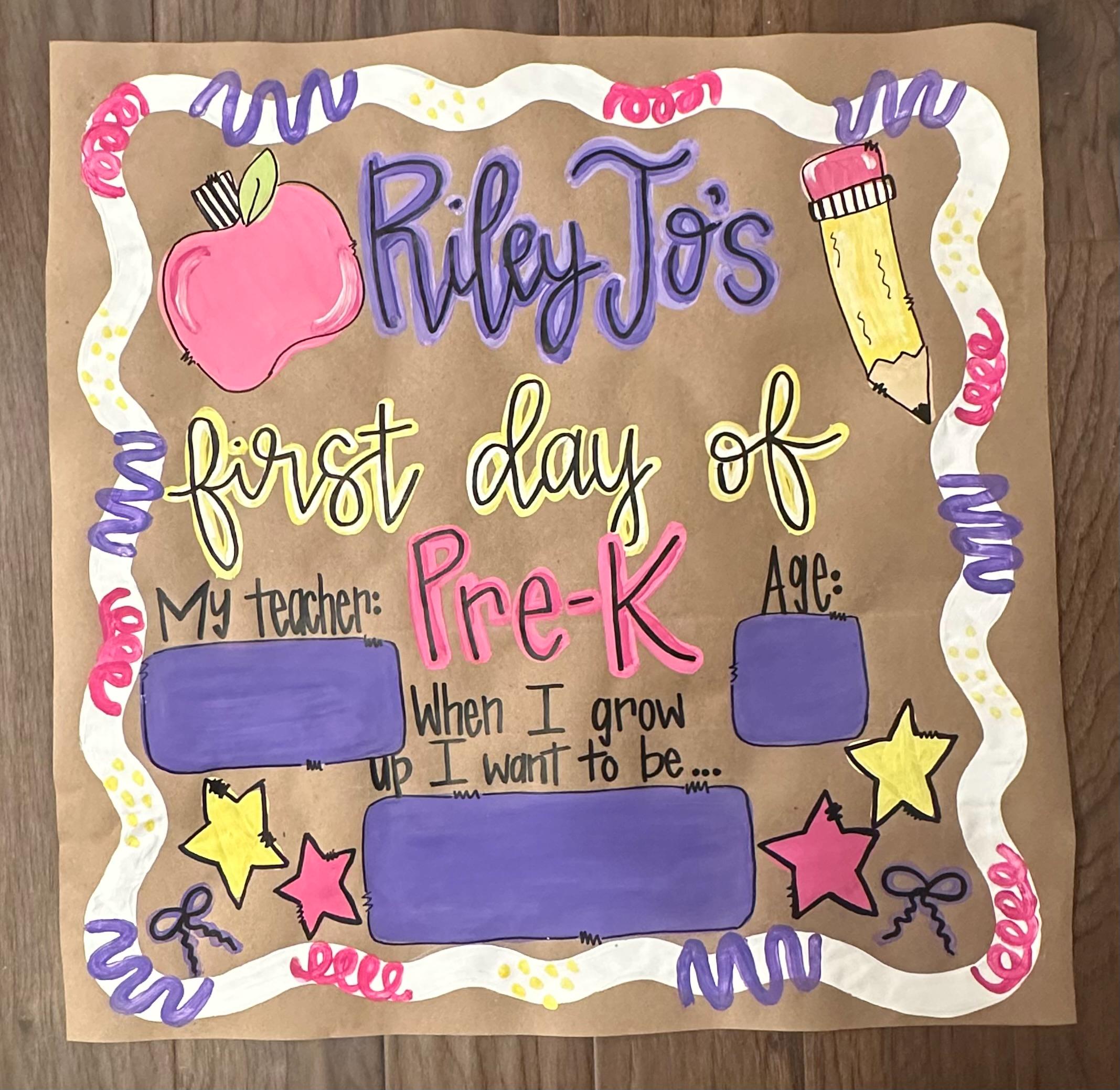 Back to School, First Day of Pre-k, School, Banner, Sign, Paper ...