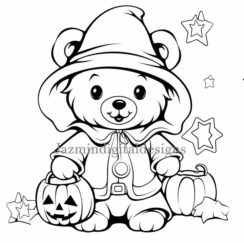 Children's Halloween Coloring Pages-40 PNG Images - Etsy