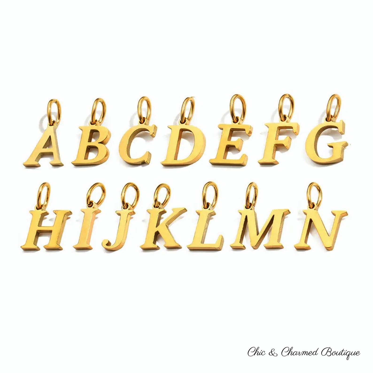14K Gold Plated Initial Necklace Personalized Alphabet - Etsy