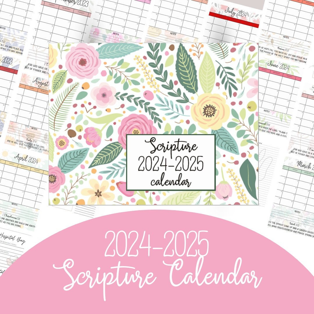 Scripture Printable Calendar 2024 2025, Monthly Christian Calendar ...