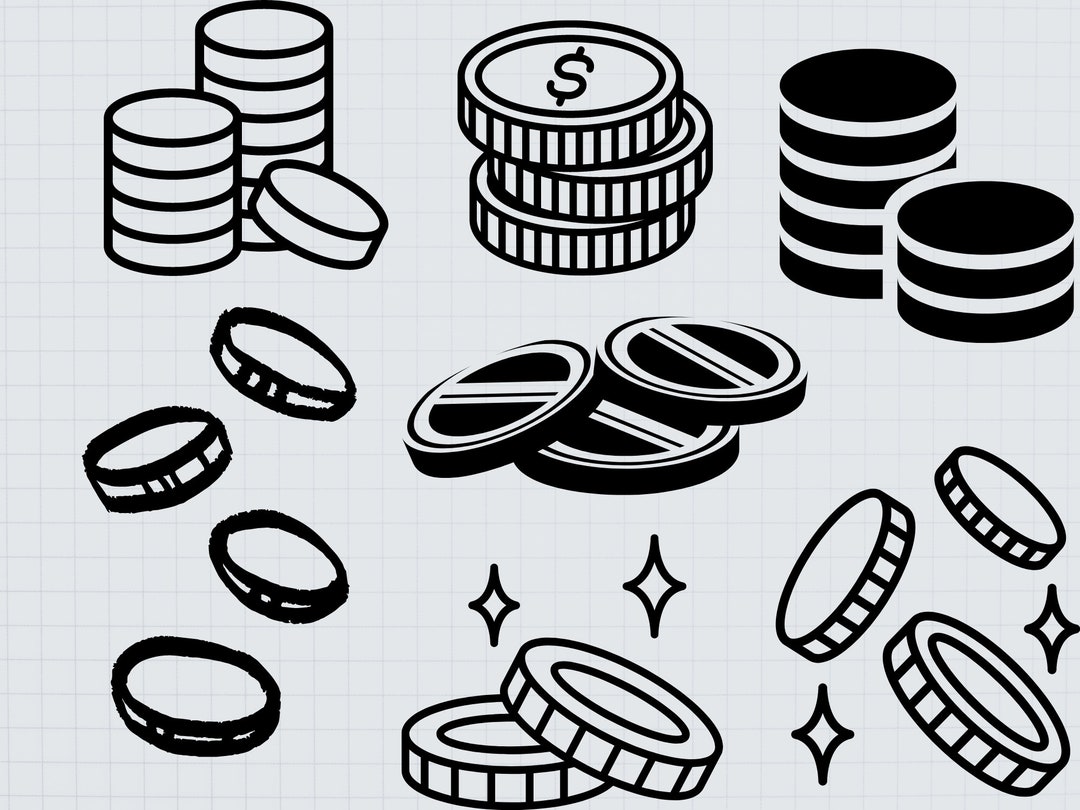 Money Svg, Coins Svg, Coins Clipart, Coins Files for Cricut, Coins Cut ...