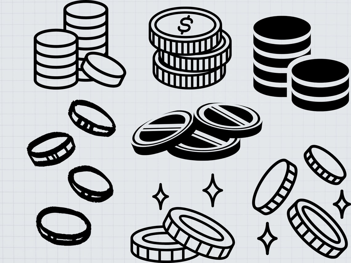Money Svg, Coins Svg, Coins Clipart, Coins Files for Cricut, Coins Cut ...