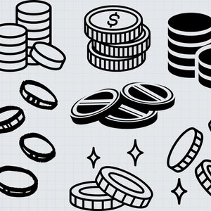 Money Svg, Coins Svg, Coins Clipart, Coins Files for Cricut, Coins Cut ...