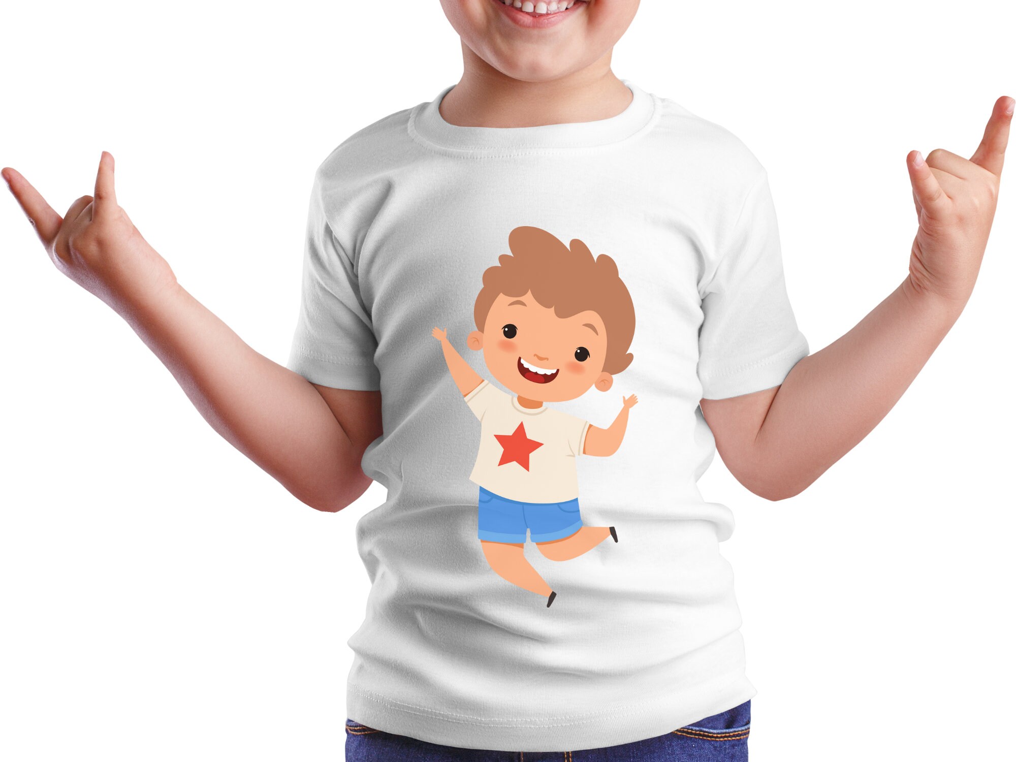 Happy Doodle Kids Clipart Set, Happy Children Jumping With Joy, Cartoon ...