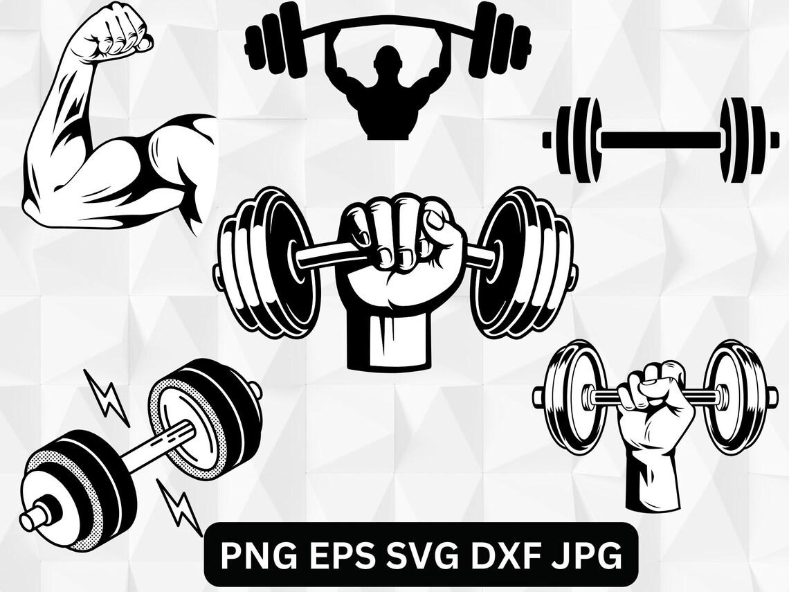 Dumbbell Svg Workout Silhouette Dum Bell Weight Lifting - Etsy