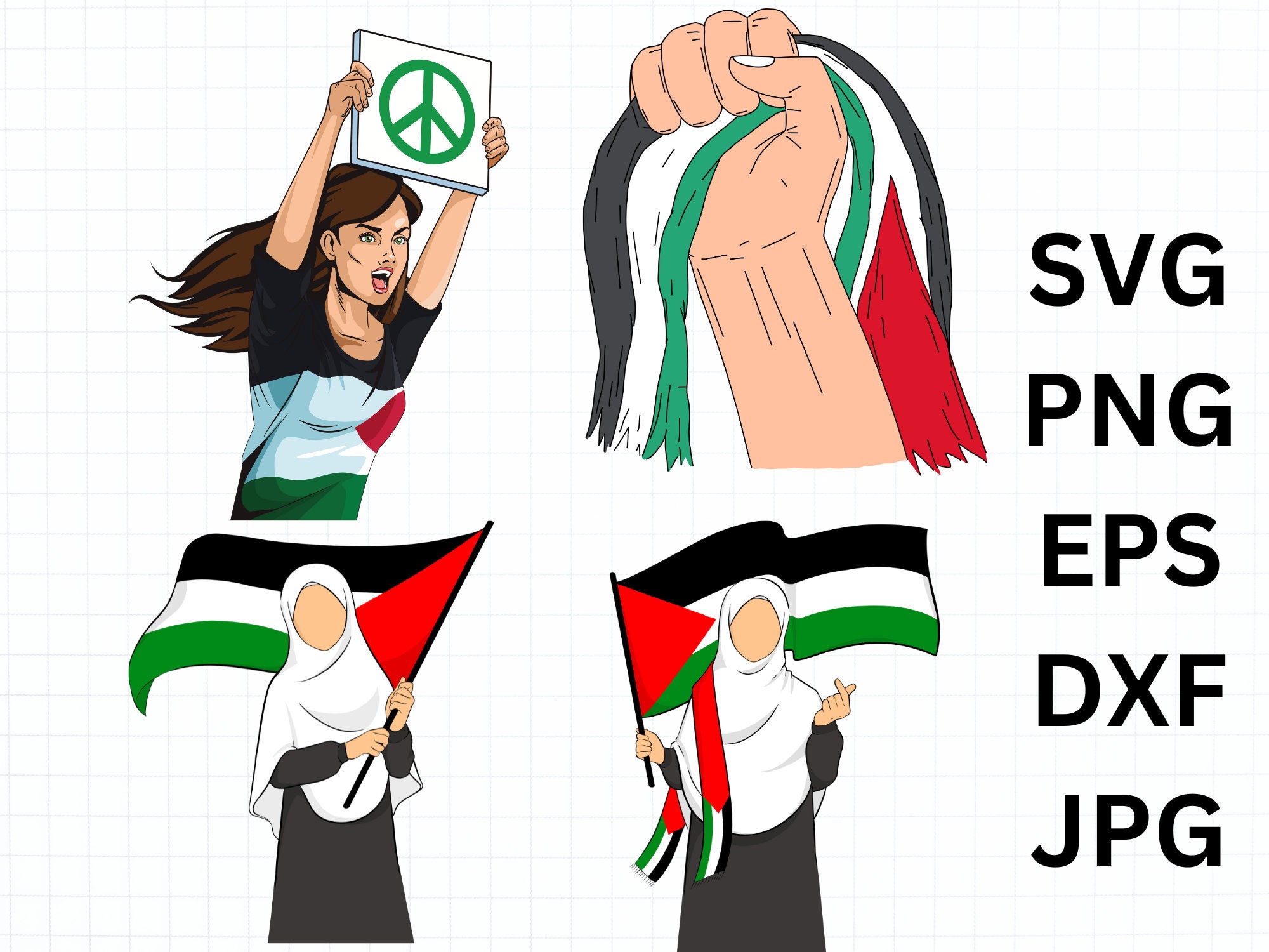 Palestinian Lady, Palestinian Girl PNG Art, Free Palestine Svg, Gaza ...