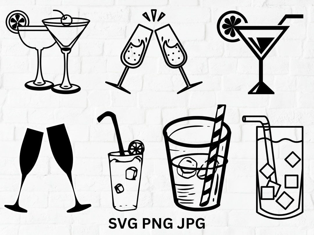 Cocktails SVG, Cocktail Party SVG, Cocktail Clipart, Drinks SVG ...