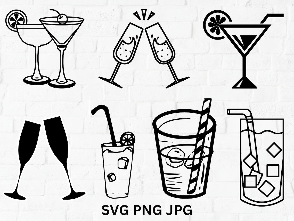 Cocktails SVG, Cocktail Party SVG, Cocktail Clipart, Drinks SVG ...