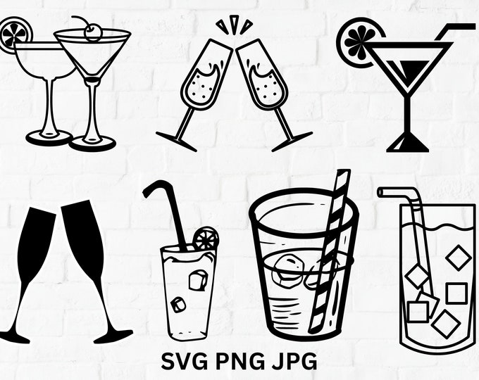 Cocktails SVG, Cocktail Party SVG, Cocktail Clipart, Drinks SVG ...