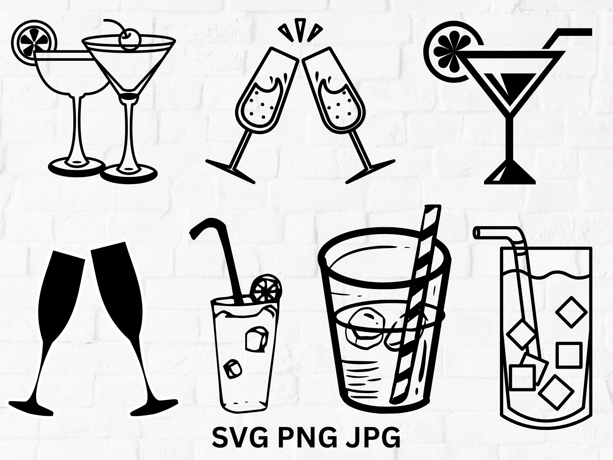 Cocktails SVG, Cocktail Party SVG, Cocktail Clipart, Drinks SVG ...