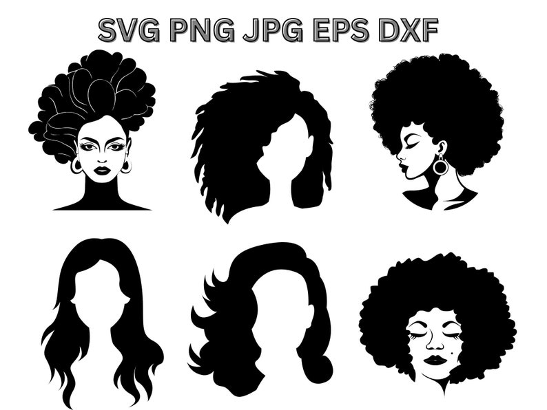 Afro Hair Beautiful African Female Lady SVG, Afro Woman SVG, Curly Hair ...