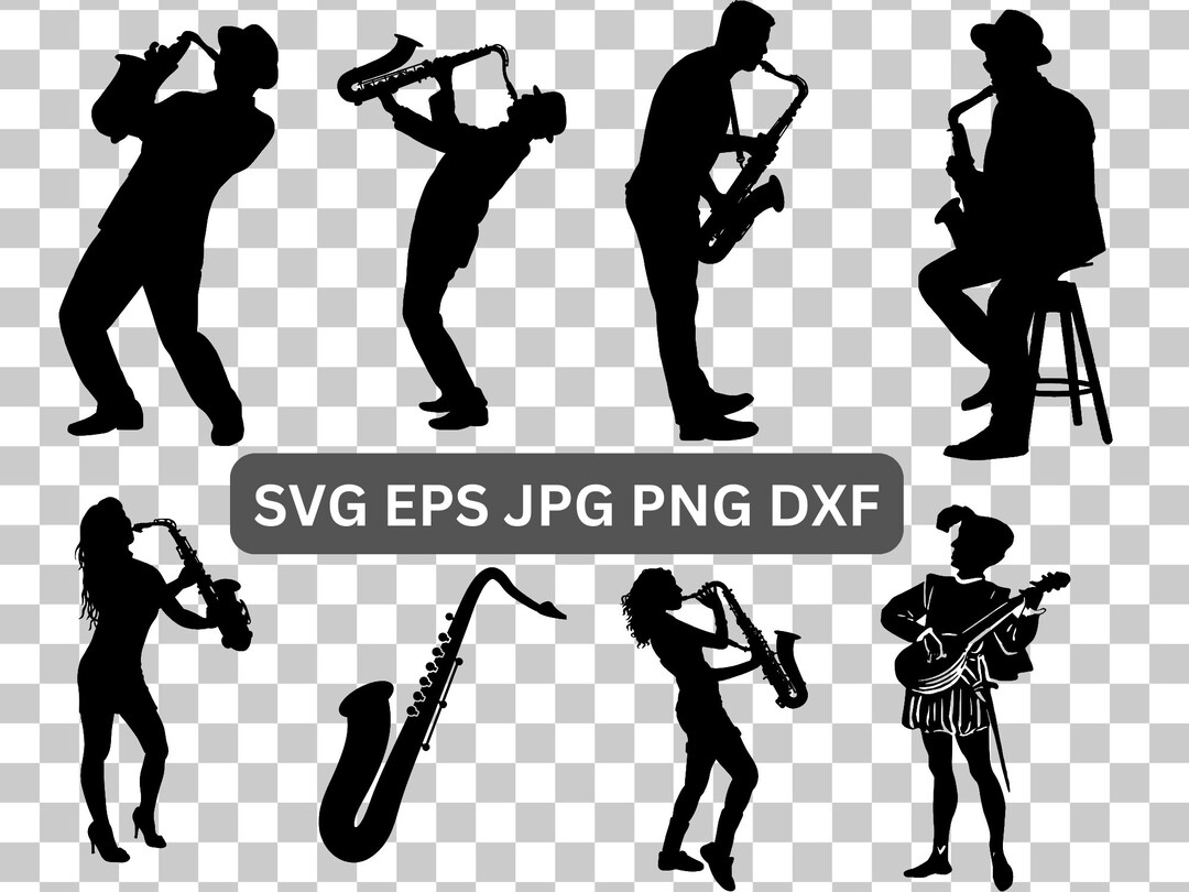Saxophone Silhouette SVG, Saxophone Vector, Saxophone Clipart, Music ...