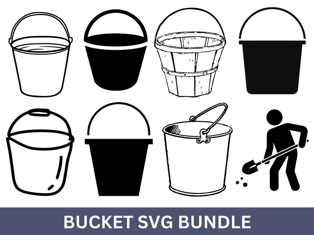 Bucket Svg Bundle, Bucket Svg, Bucket Silhouette, Water Bucket Svg ...