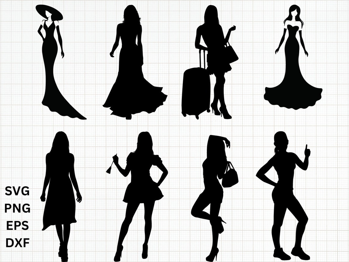 Women Svg Bundle, Fashion Woman Svg, Modern Girl Svg, Fashion Model Svg ...