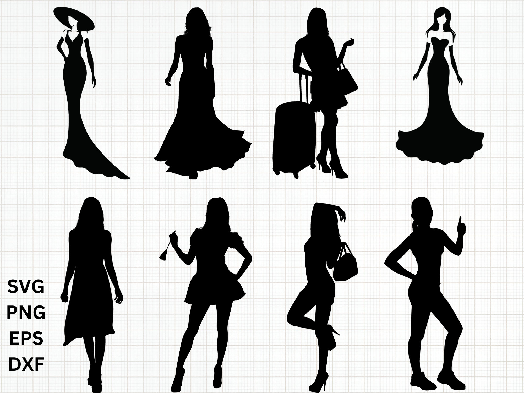 Women Svg Bundle, Fashion Woman Svg, Modern Girl Svg, Fashion Model Svg ...